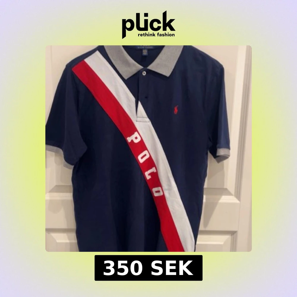 Mörkblå Polo Med Vit O Röd Sträck I Mitten | Ralph Lauren