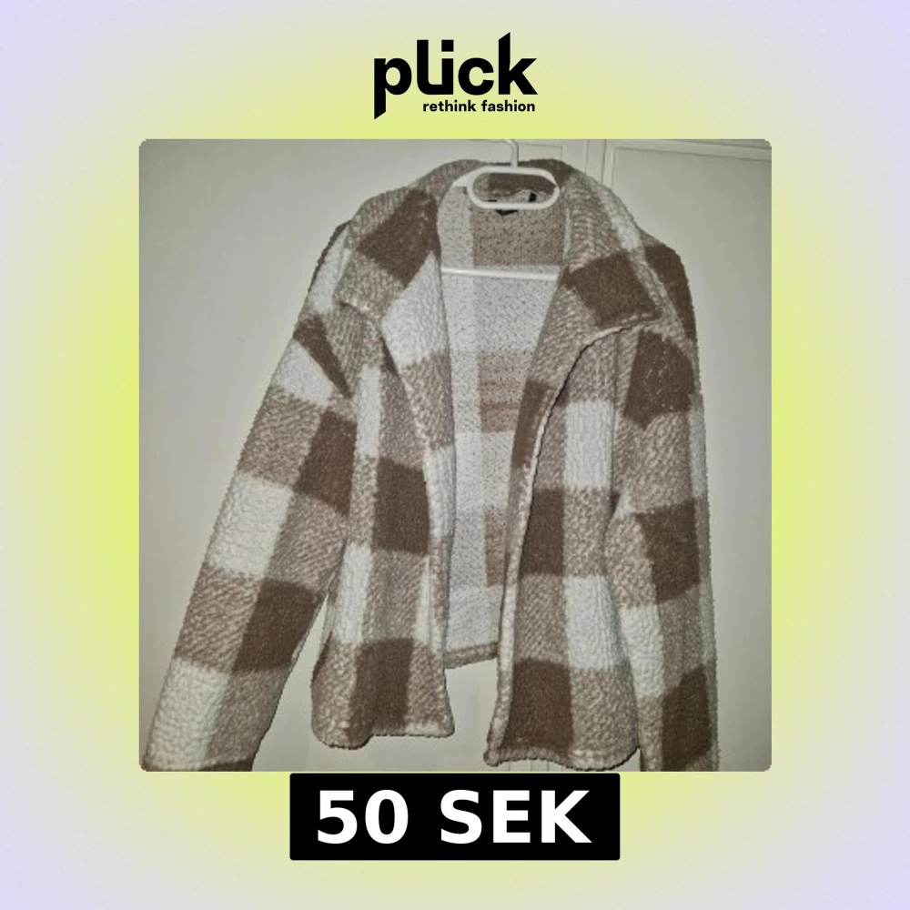 Rutig Teddyjacka I Beige Och Vitt