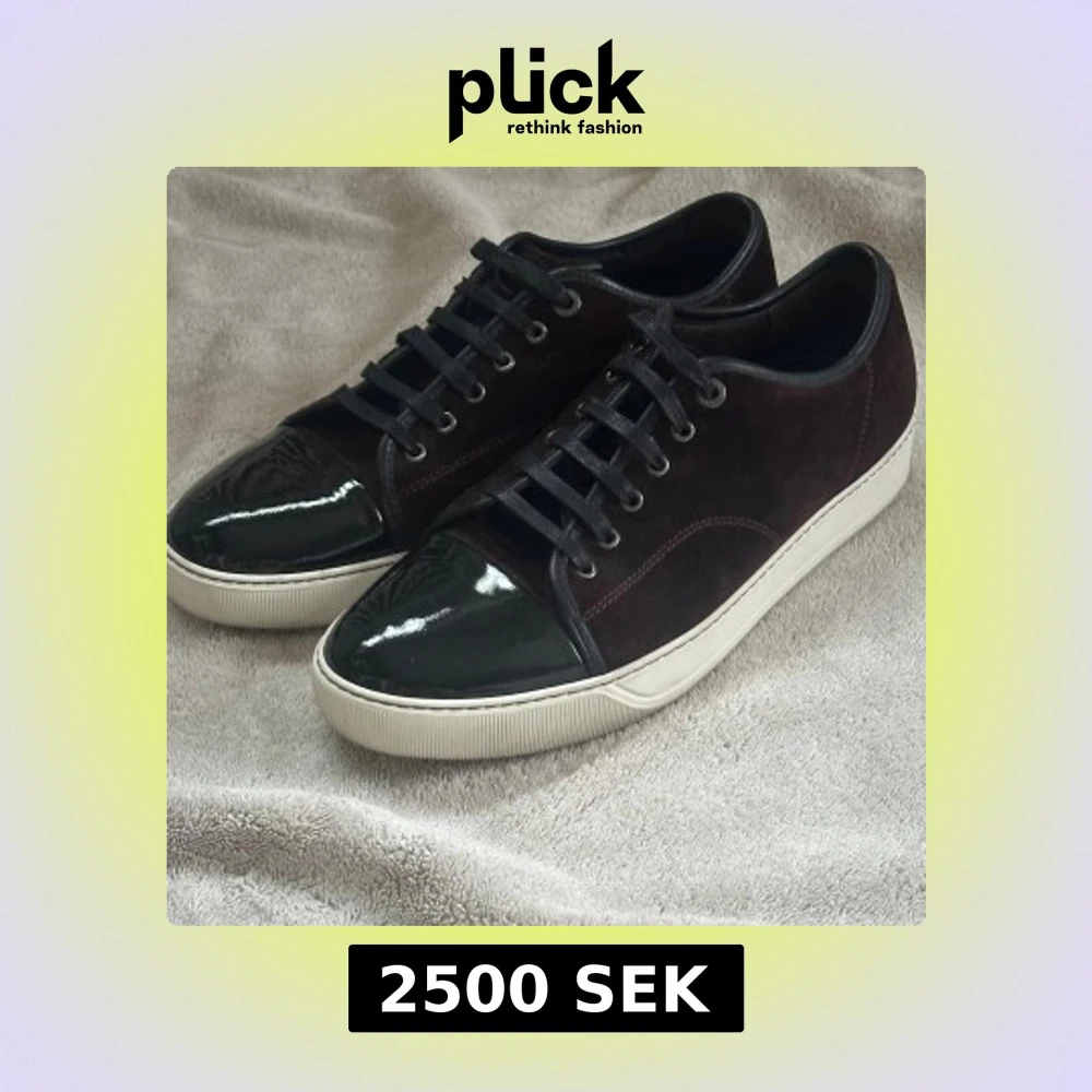 Lanvin Sneakers I Mörk Vinröd Mocka
