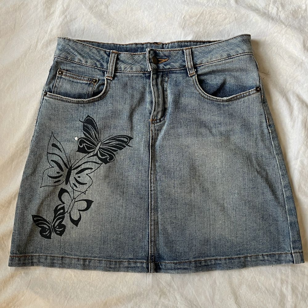 Blå Vintage lågmidjad jeans kjol | Plick Second Hand