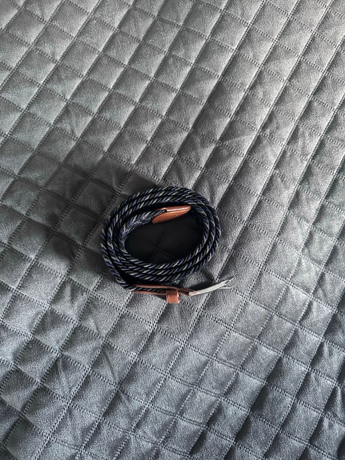 Svart Grått Blått Flätat Bälte