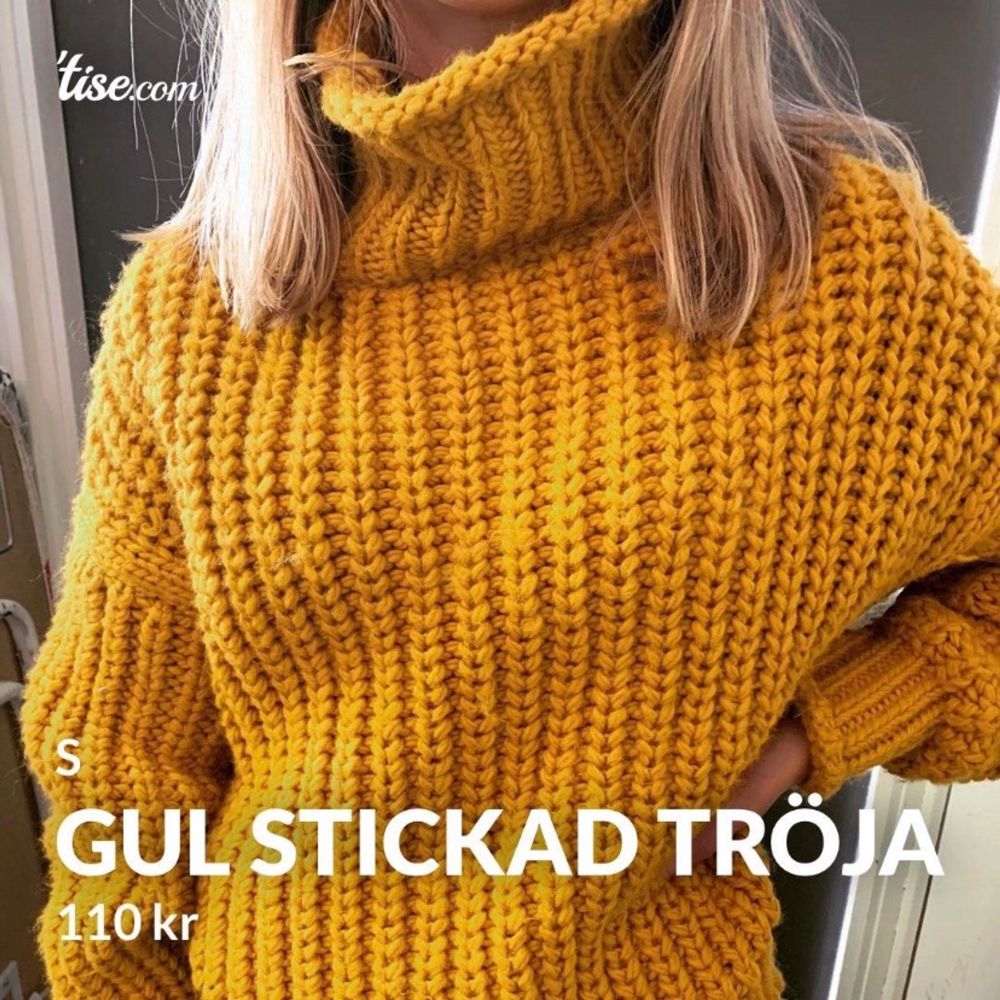 Senapsgul stickad tröja | Plick Second Hand