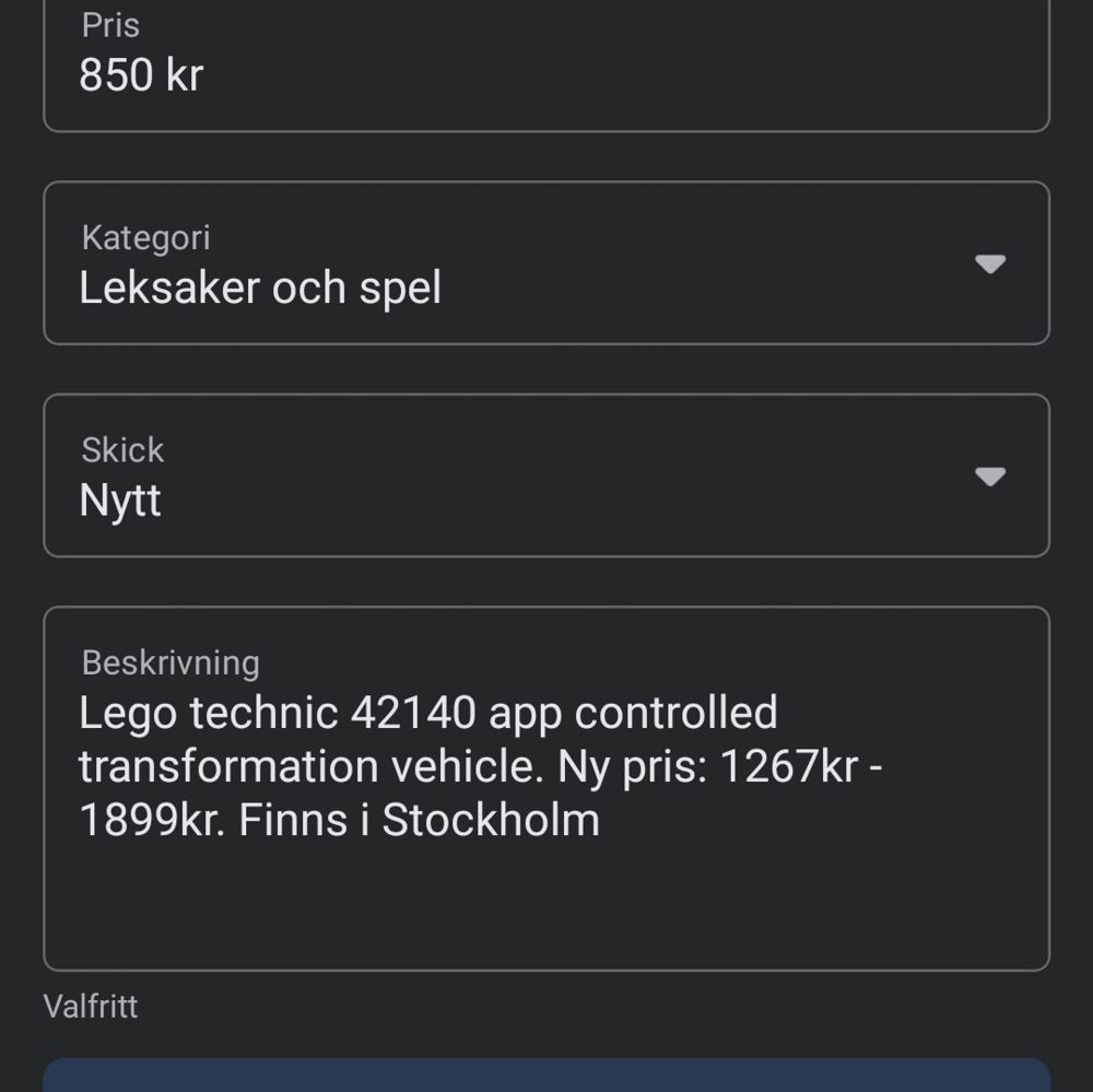 Blå LEGO Technic ny oöppnad REA | Plick Second Hand