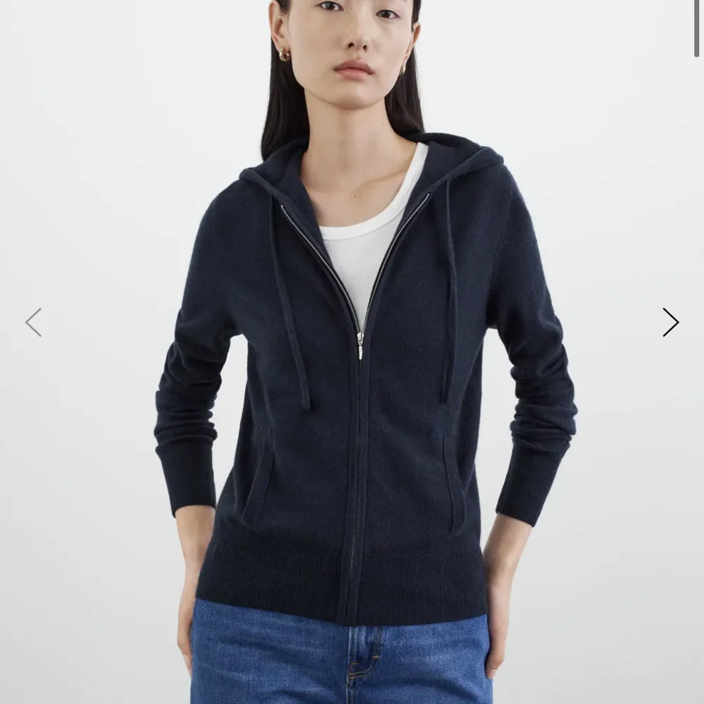 Marinblå Soft Goat Zip Hoodie | Tröjor & Koftor