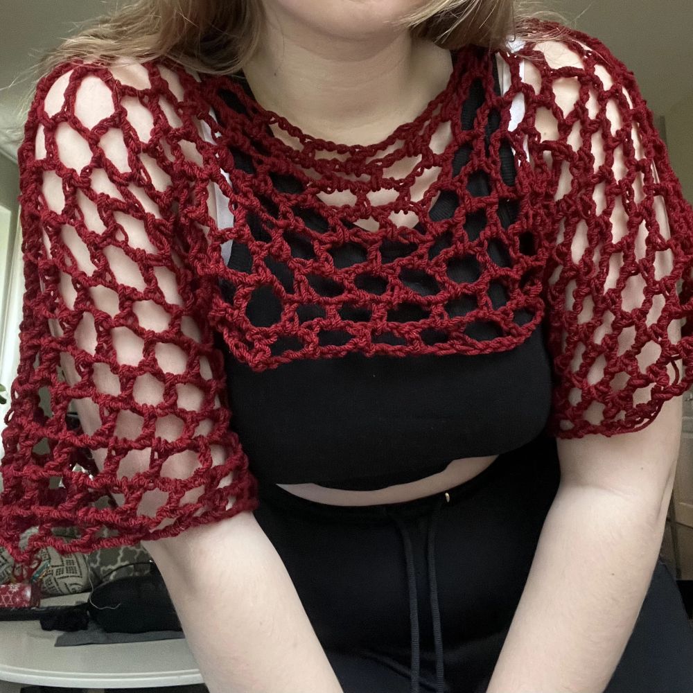 Vinröd Mesh bolero - | Plick Second Hand