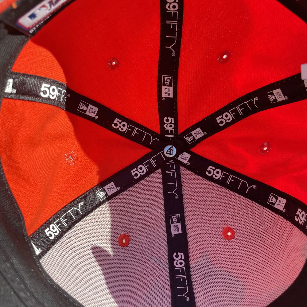 Orange New Era 59Fifty Men's Hat MLB Miami Marlins Orange Low Profile Fitted 5950 Cap | Plick