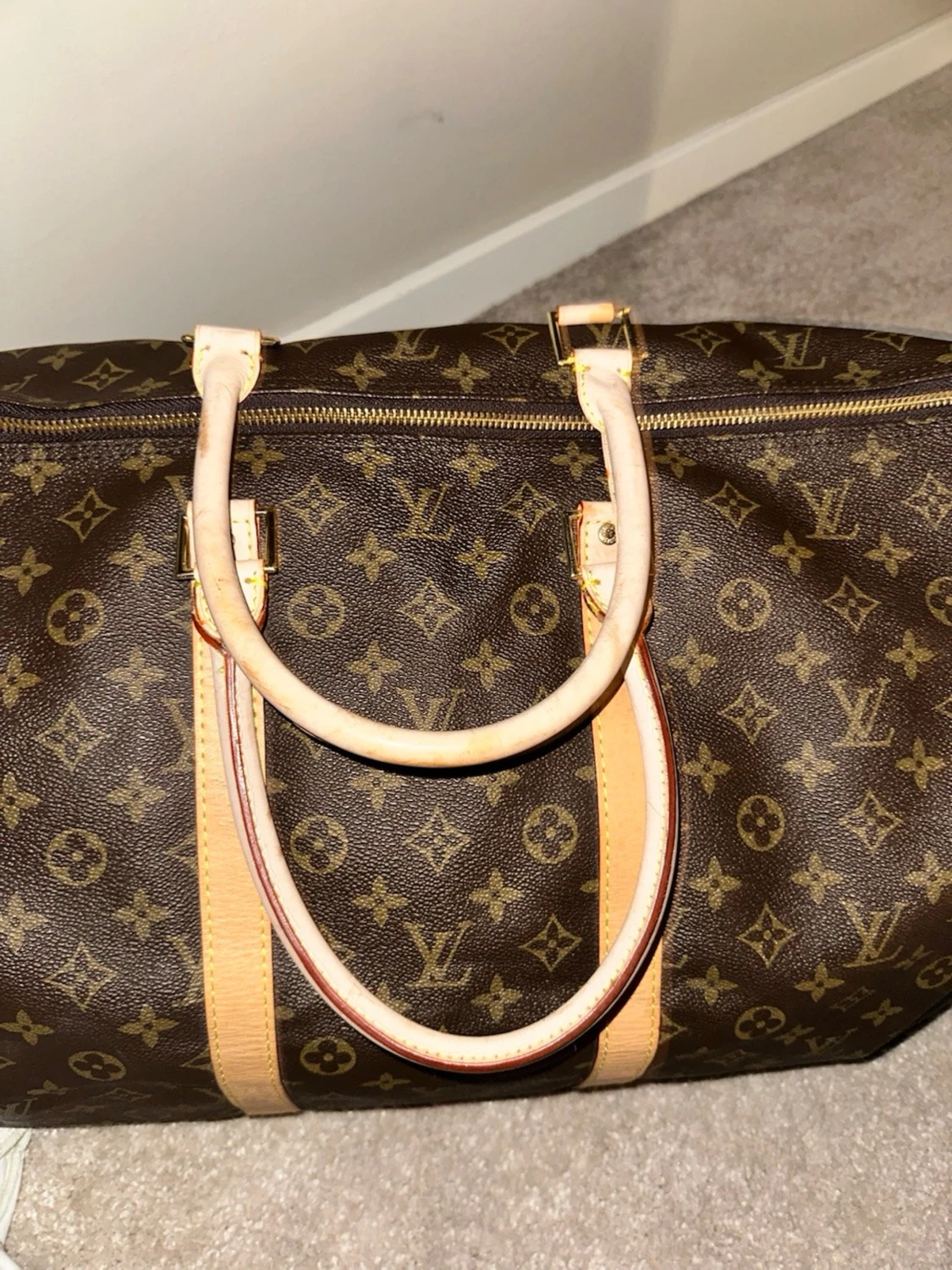 Brun Louis Vuitton Keepall 55 Bandouiére Bag