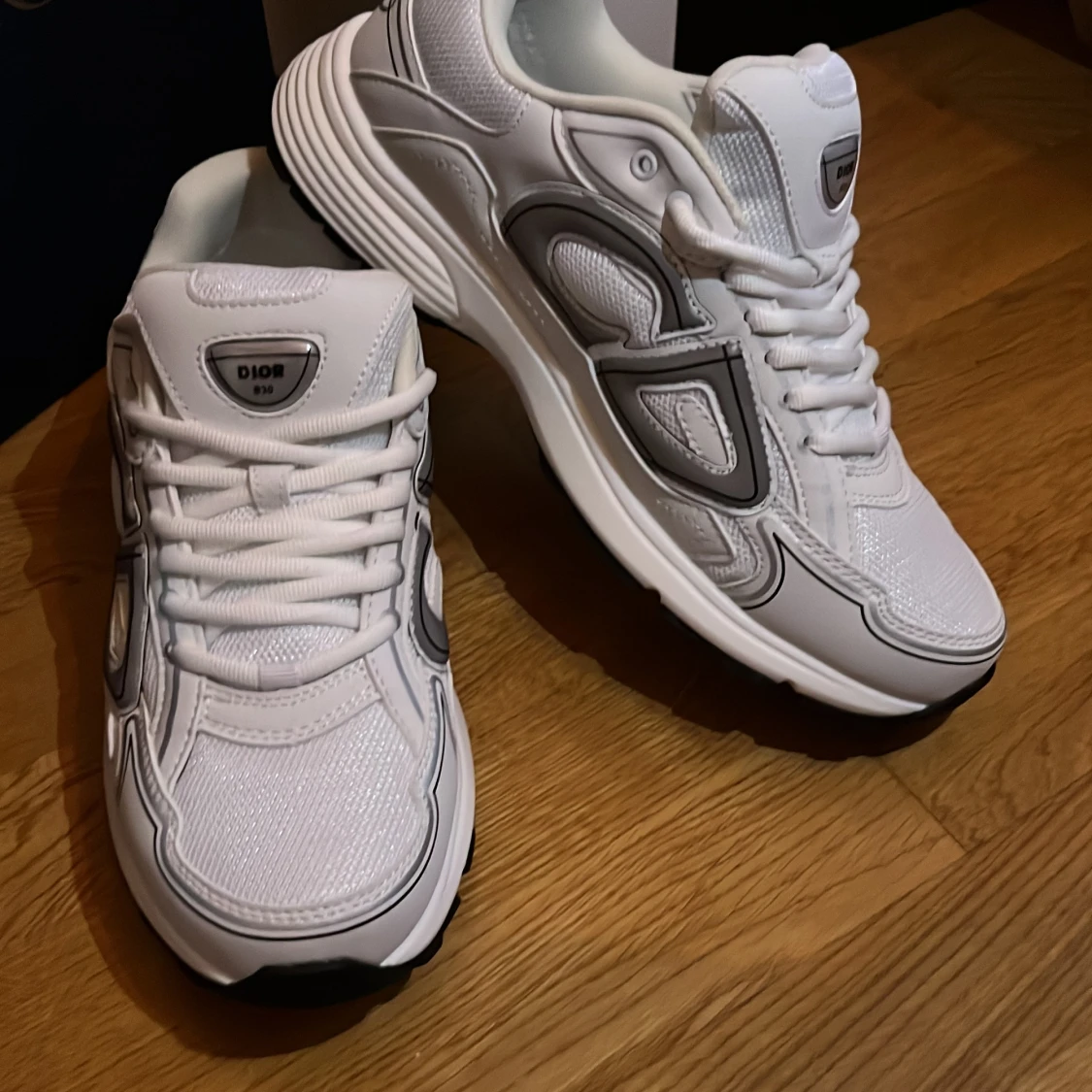 Dior B30 Vita Sneakers Med Silverdetaljer