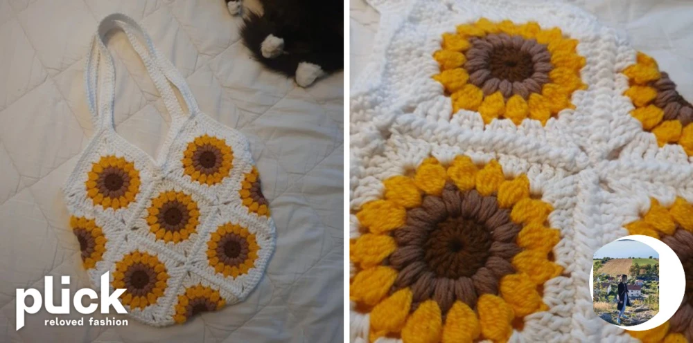 Virkad Solrosväska Vit | Väskor