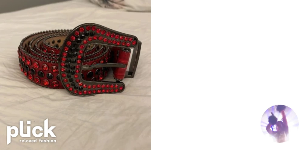 Röd Bb Belt Rhinestone | Accessoarer