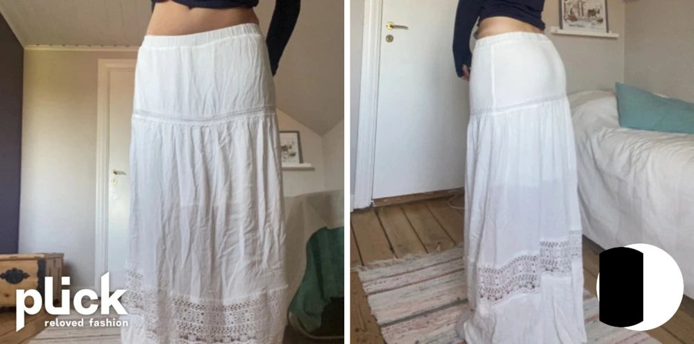 Vit Maxi kjol - Vet ej | Plick Second Hand