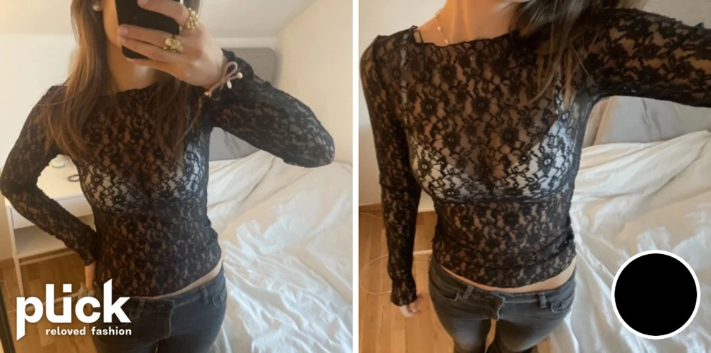 Svart Spets topp - | Plick Second Hand