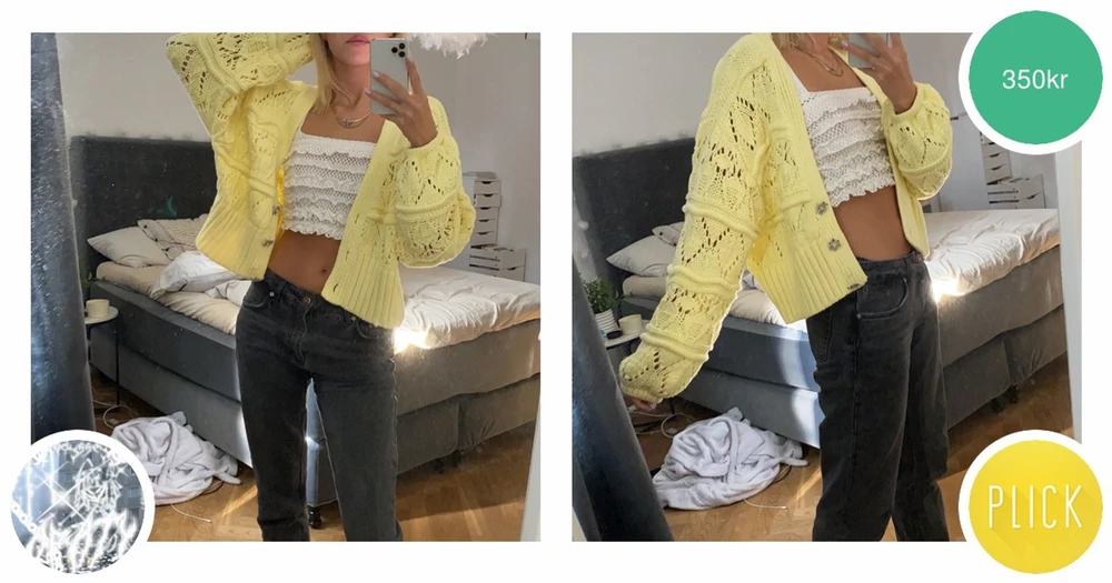 Gul Stickad Kofta | Zara | Stickat