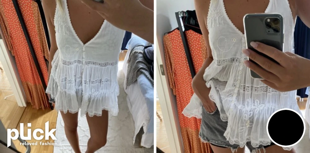 Vit Linne Topp | Desigual | Blusar