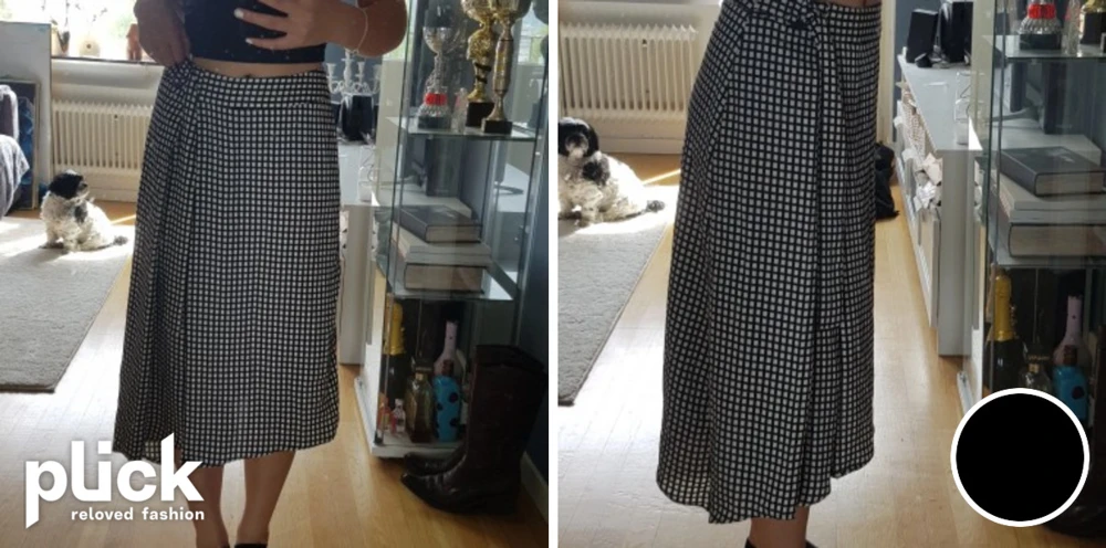 Svart Rutig kjol från MANGO strl. 36 | Plick Second Hand